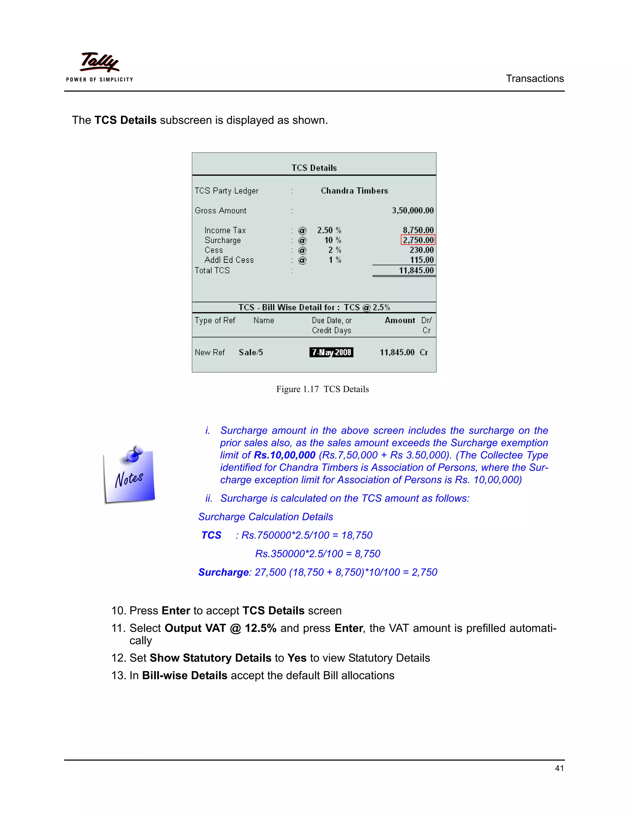 TCS In Tally Erp 9 | PDF
