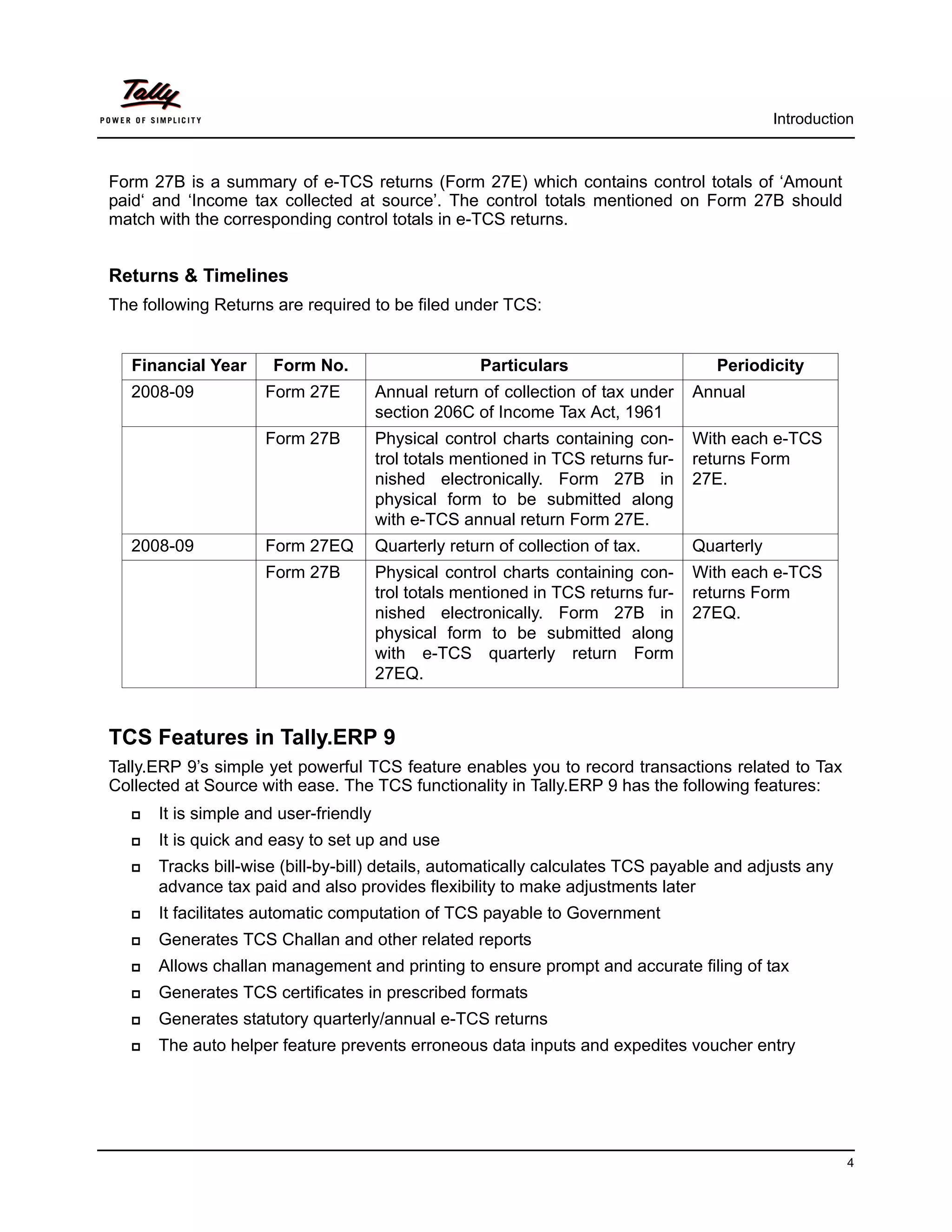 TCS In Tally Erp 9 | PDF
