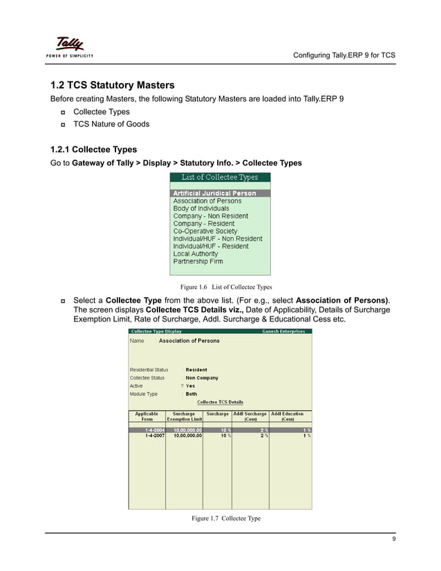 TCS In Tally Erp 9 | PDF