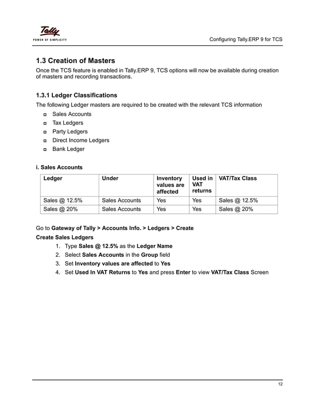 TCS In Tally Erp 9 | PDF