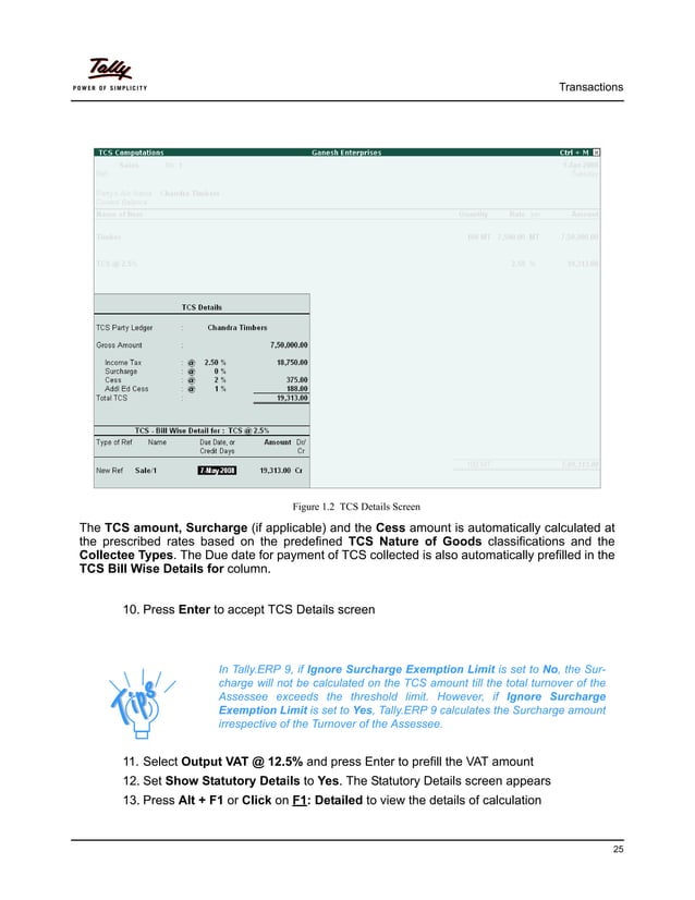 TCS In Tally Erp 9 | PDF