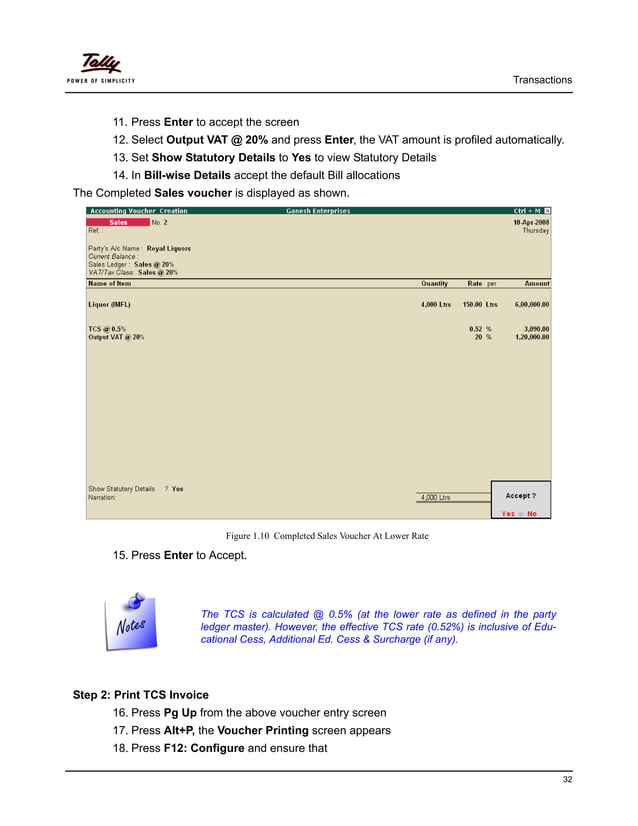 TCS In Tally Erp 9 | PDF