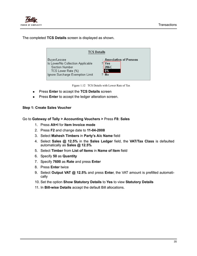 TCS In Tally Erp 9 | PDF