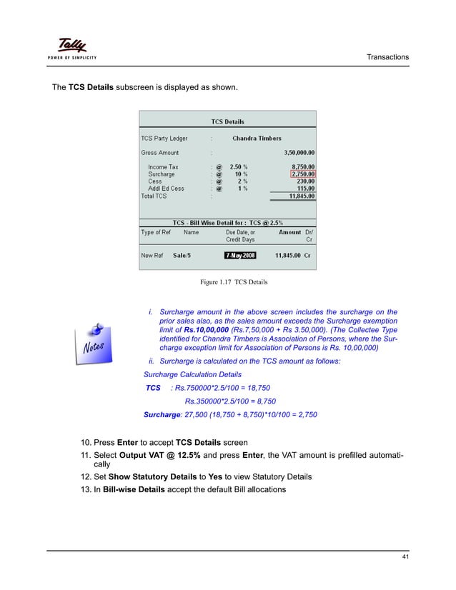 TCS In Tally Erp 9 | PDF