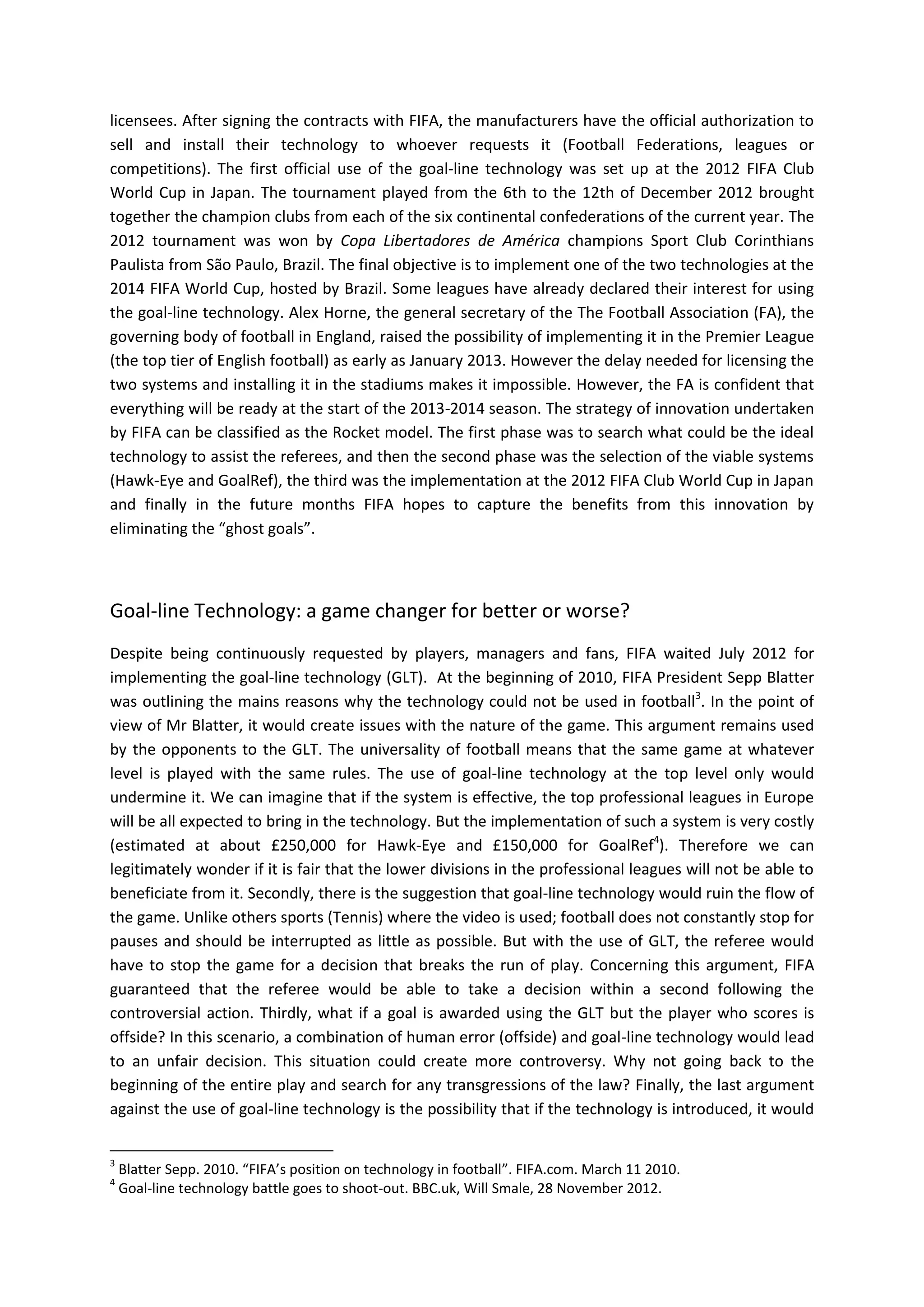 Implementation of the goal line technology in football | PDF
