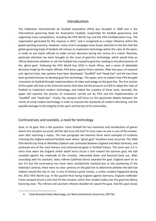 Implementation of the goal line technology in football | PDF