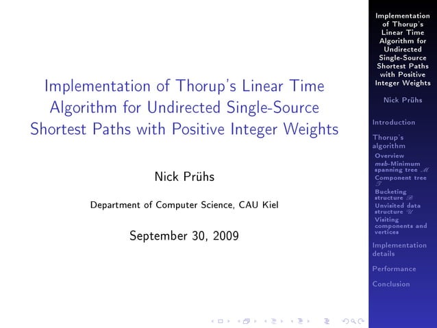 Implementation of Thorup's Linear Time Algorithm for Undirected Single ...