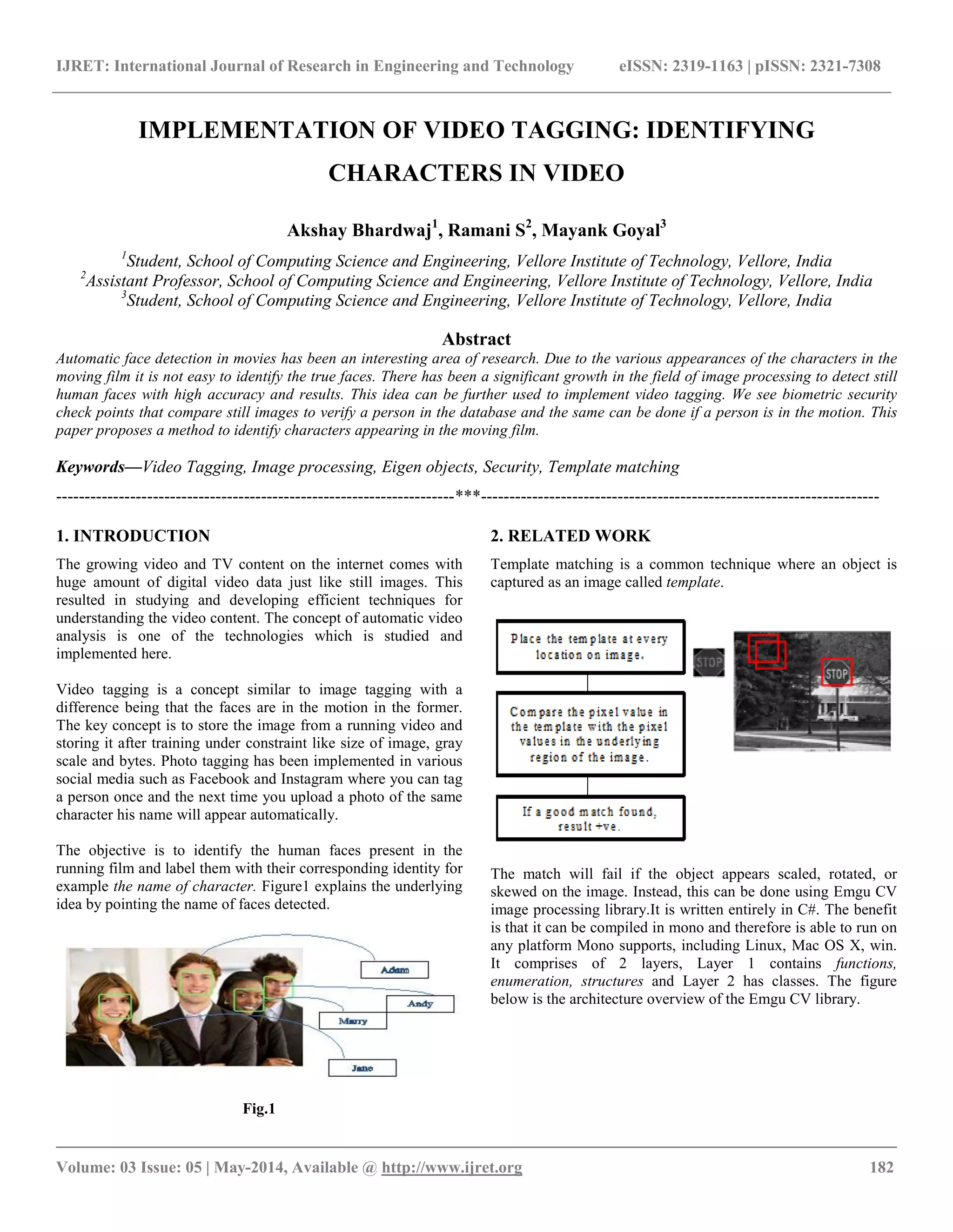 Implementation of video tagging identifying characters in video | PDF ...