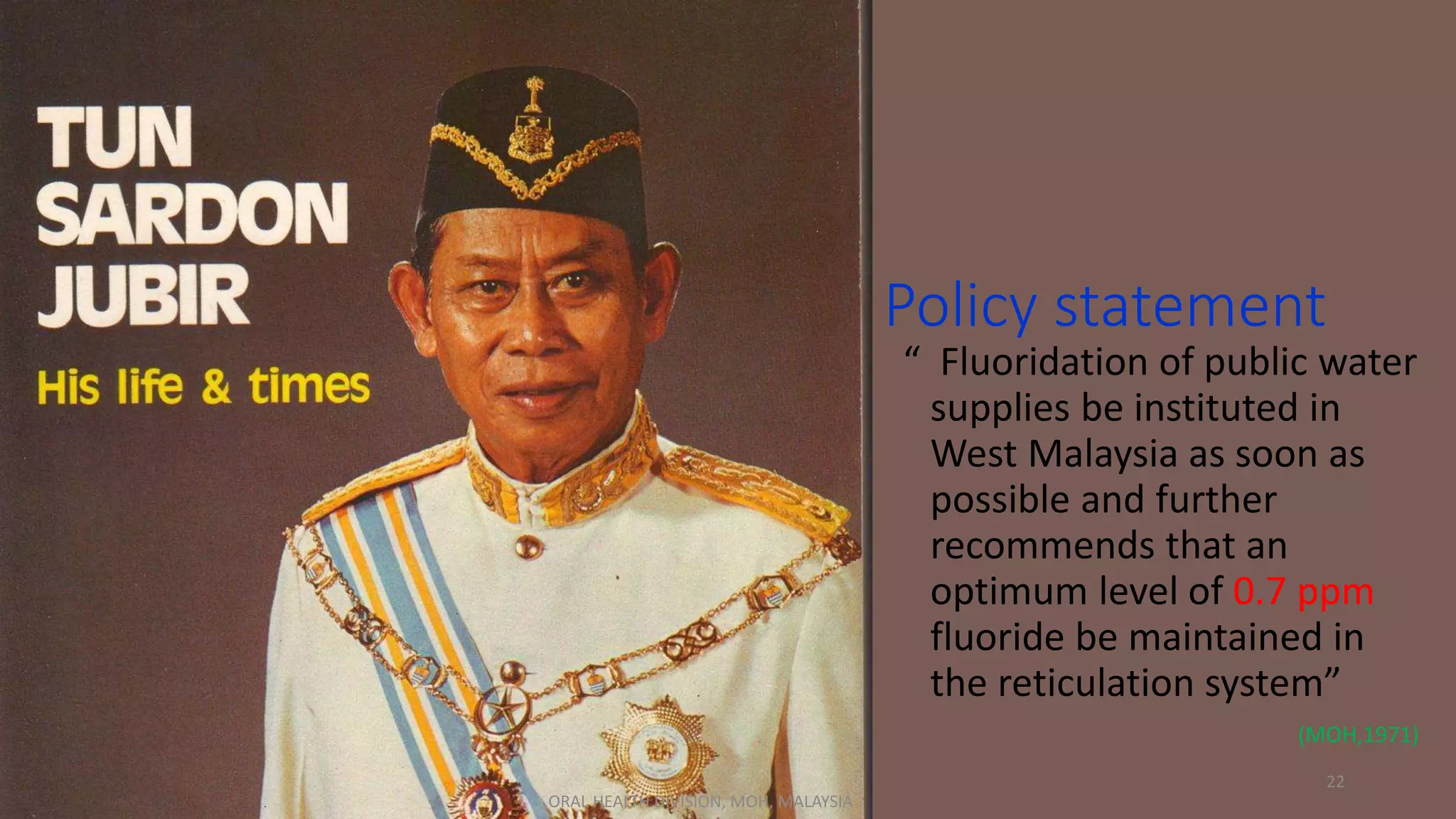 Implementation of water fluoridation in malaysia (malay) | PPTX