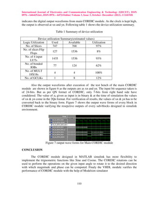 Implementation performance analysis of cordic | PDF