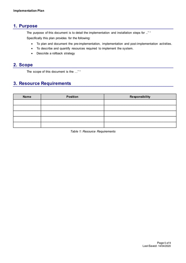 Implementation plan template | PDF