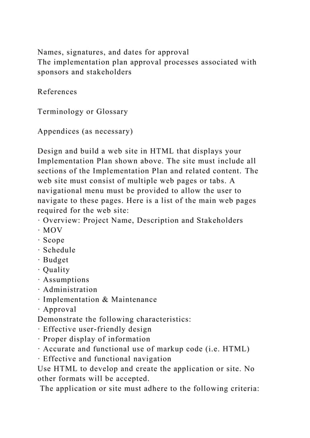 Implementation Plan TemplateUse the following template to crea.docx