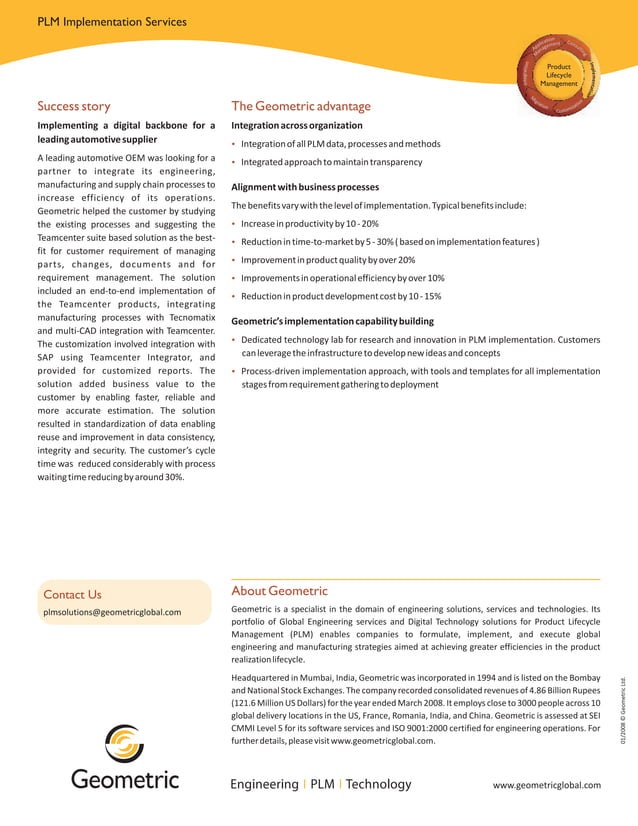 Plm Implementation Services Pdf Computer Software And Applications Computing