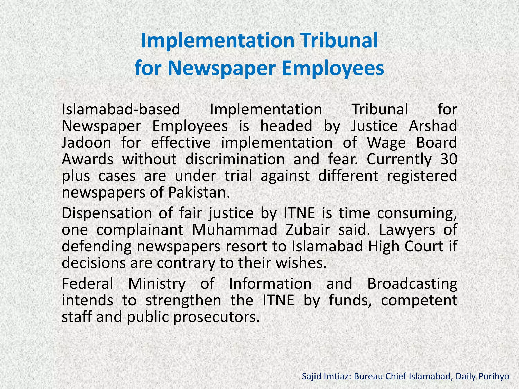 Implementation Tribunal for Newspaper Employees | PPTX | Legal Services ...