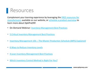 Implementing Inventory Management Best Practices | OptiProERP | PPT