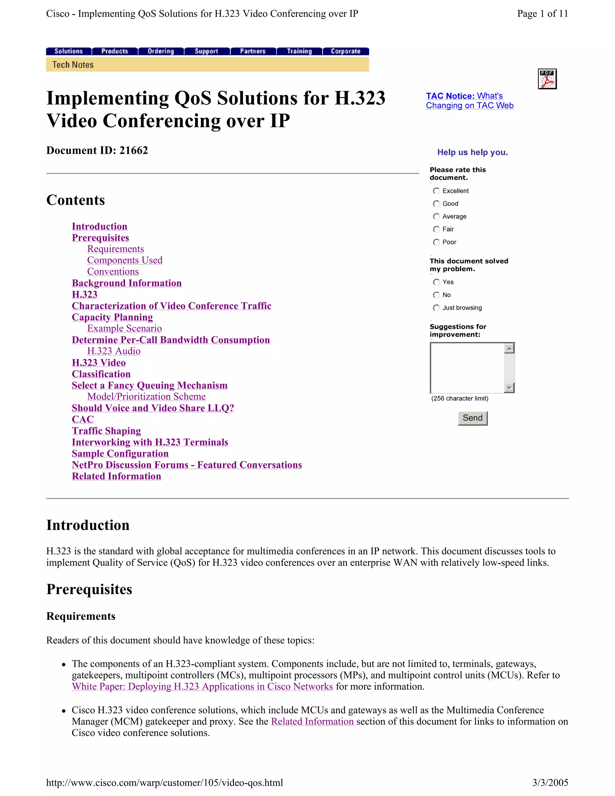 Implementing QoS Solutions for H.323 Video Conferencing over IP | PDF