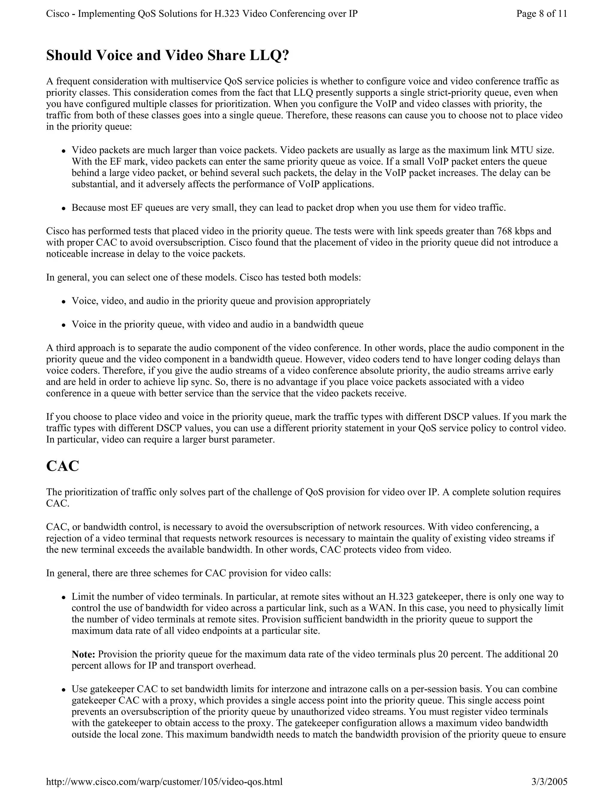 Implementing QoS Solutions for H.323 Video Conferencing over IP | PDF