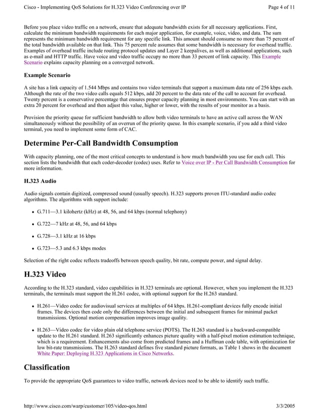 Implementing QoS Solutions for H.323 Video Conferencing over IP | PDF