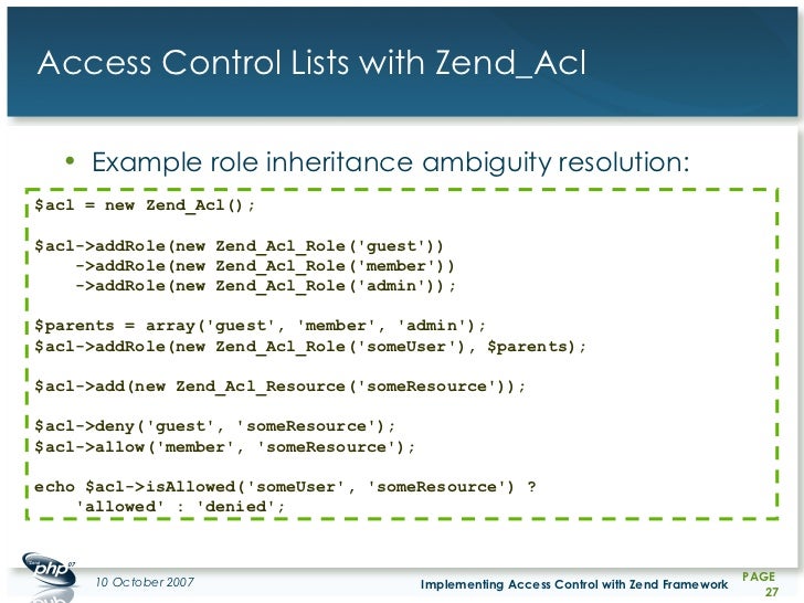 Implementing Access Control With Zend Framework