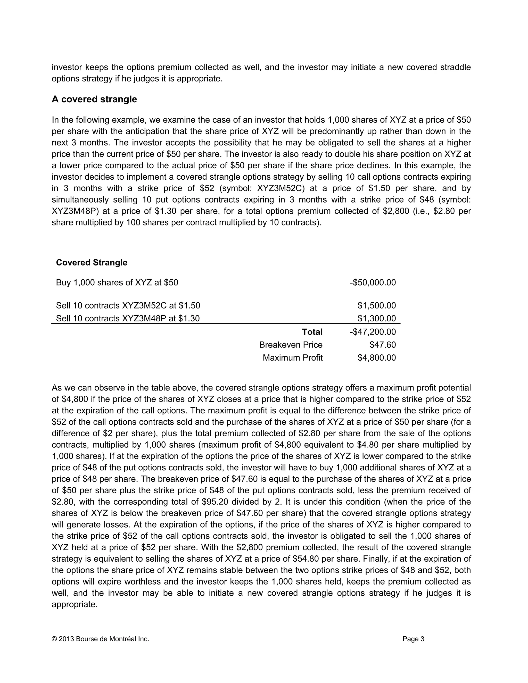 Implementing a covered straddle or a covered strangle | PDF