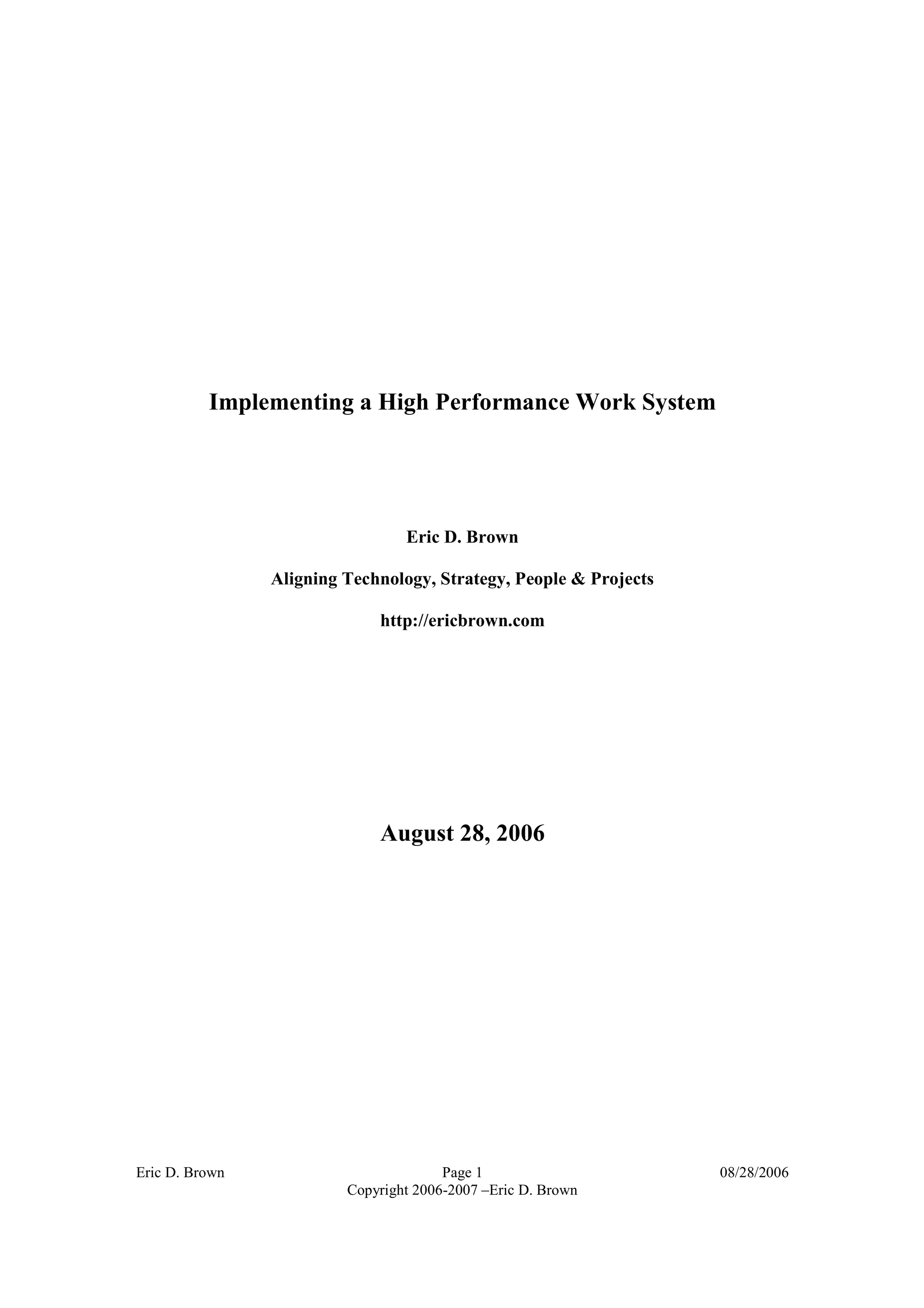 Implementing a high performance work system | PDF