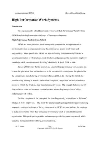 Implementing a high performance work system | PDF
