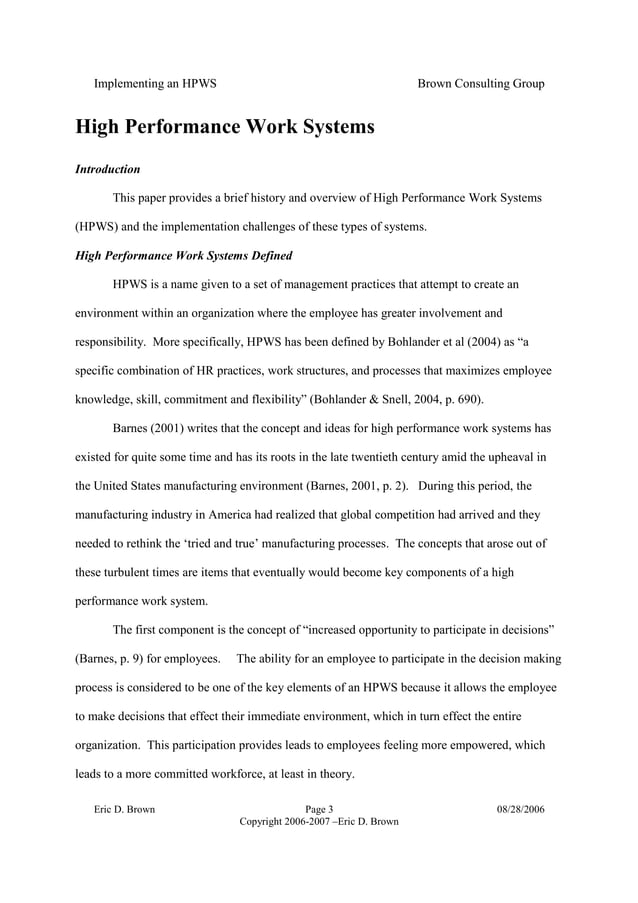 Implementing a high performance work system | PDF