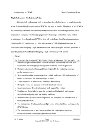 Implementing a high performance work system | PDF