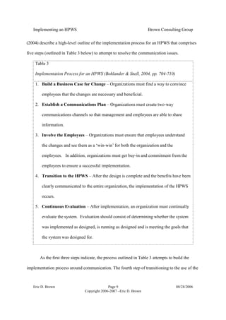Implementing a high performance work system | PDF