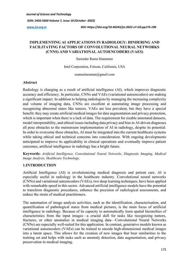 IMPLEMENTING AI APPLICATIONS IN RADIOLOGY: HINDERING AND FACILITATING FACTORS OF CONVOLUTIONAL ...