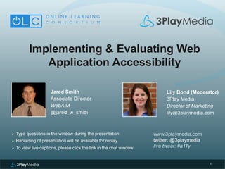 Implementing and Evaluating Web Application Accessibility | PDF