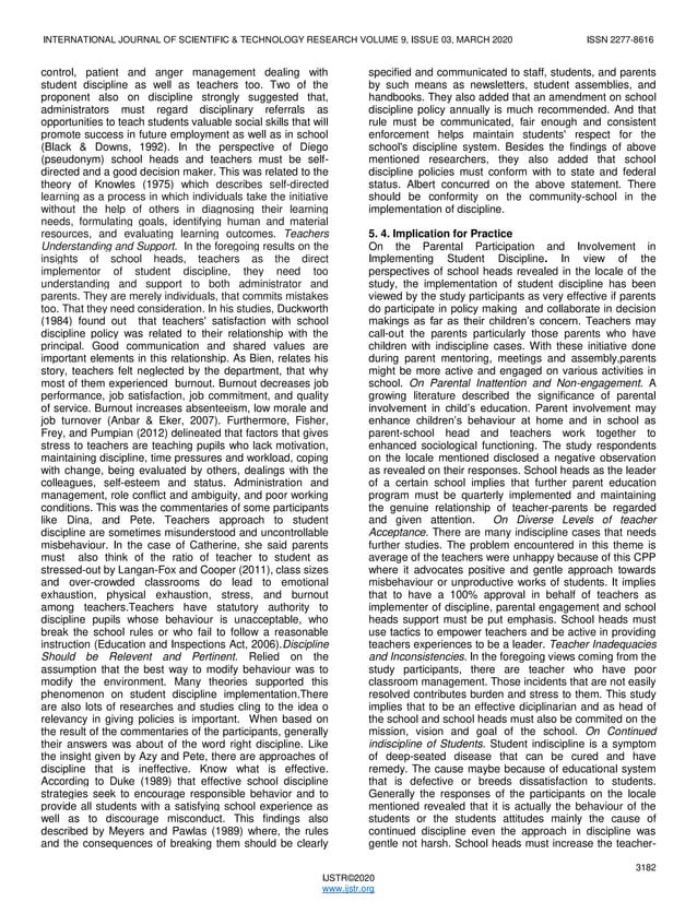 Implementing An Effective Student Discipline School Heads Perspective | PDF