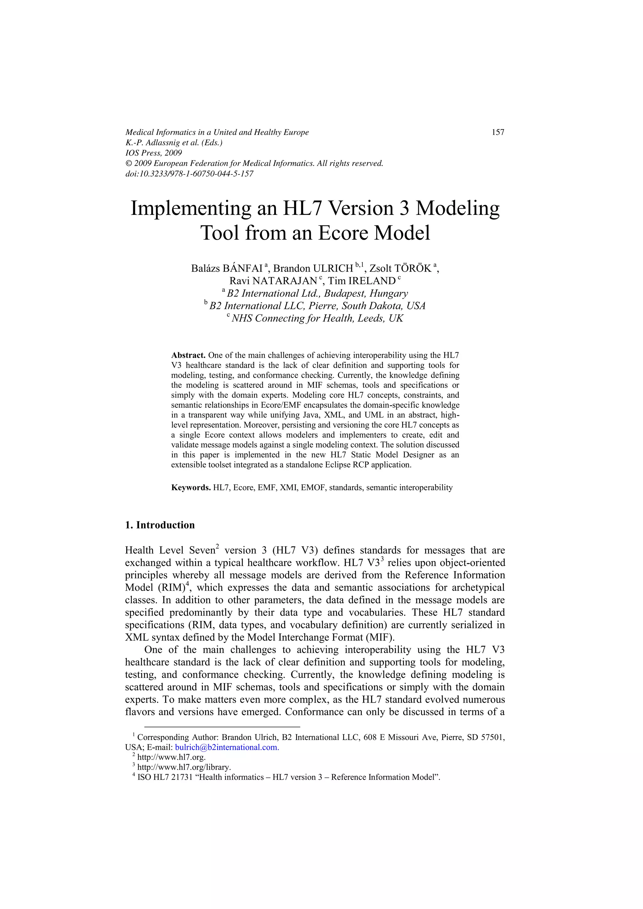 Implementing an HL7 version 3 modeling tool from an Ecore model | PDF | Programming Languages ...
