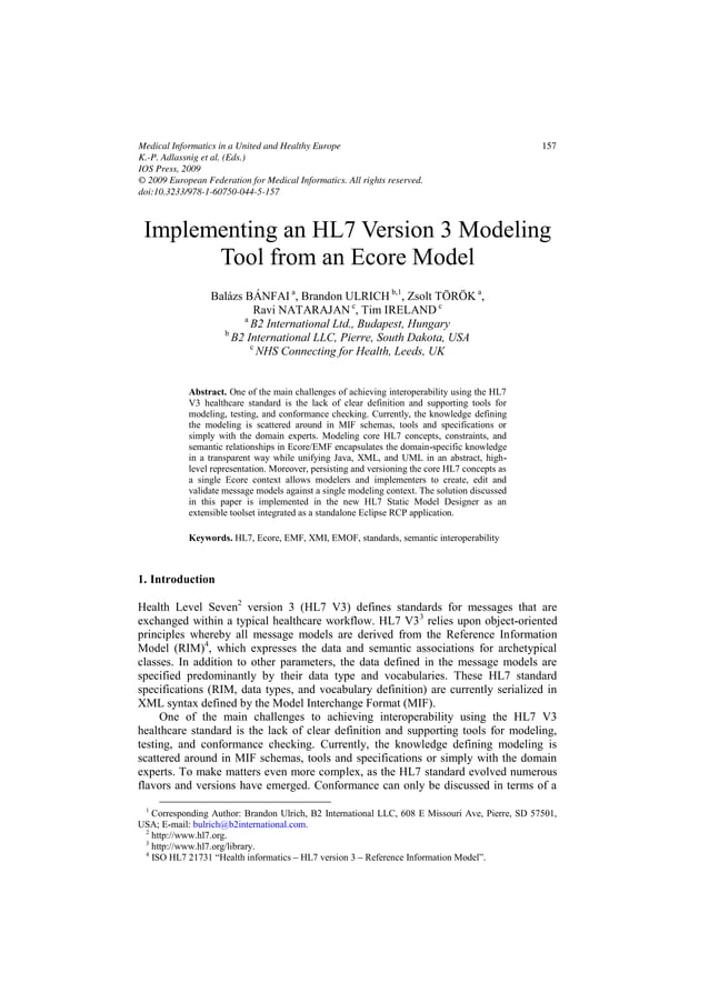 Implementing an HL7 version 3 modeling tool from an Ecore model | PDF | Programming Languages ...