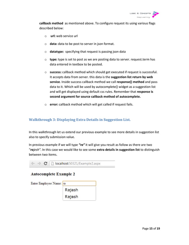Implementing auto complete using JQuery | PDF
