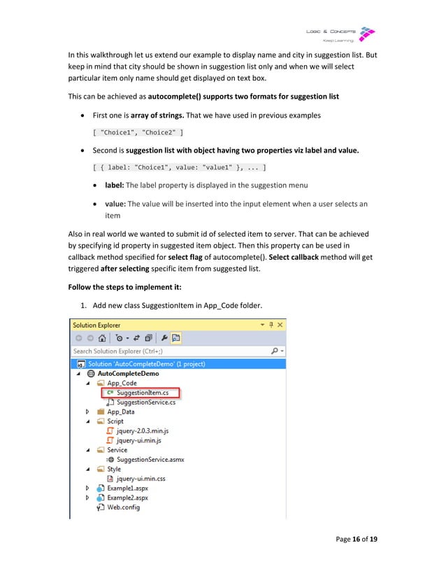 Implementing auto complete using JQuery | PDF