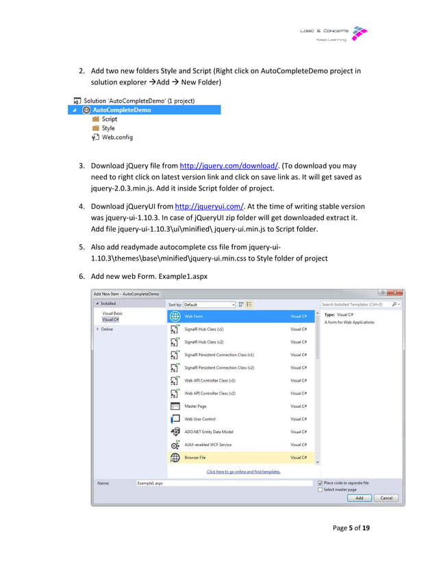 Implementing auto complete using JQuery | PDF