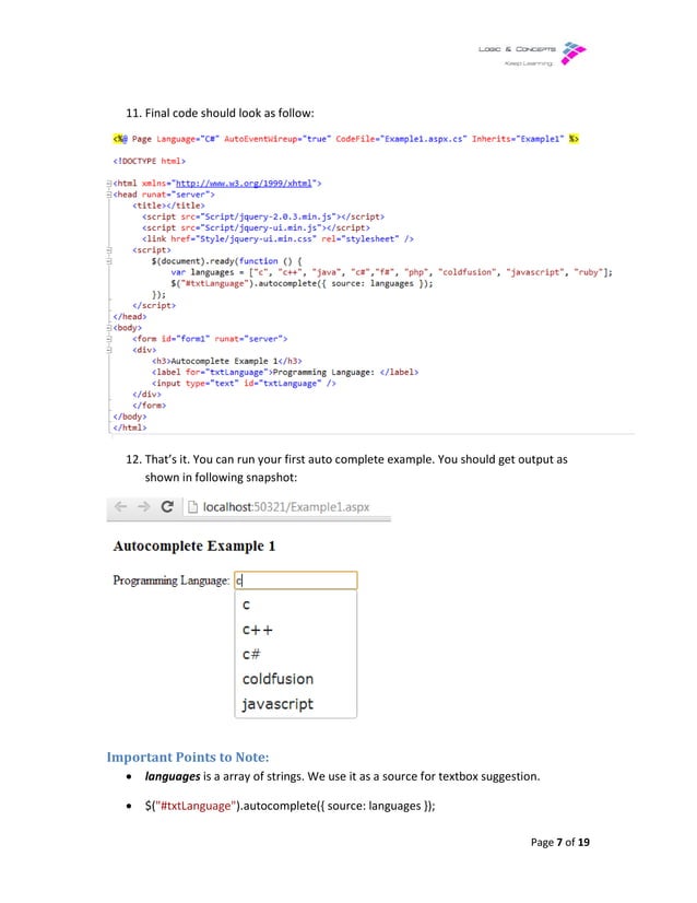 Implementing auto complete using JQuery | PDF