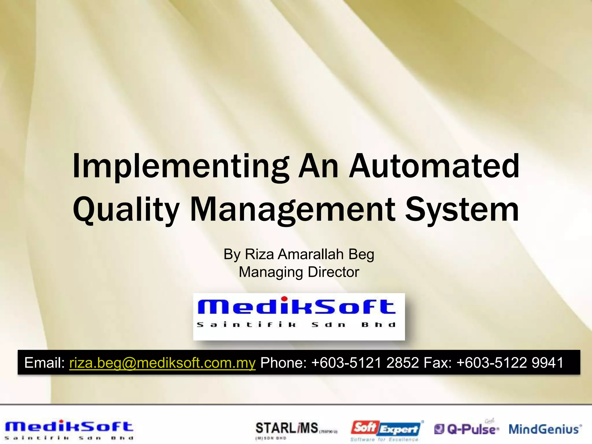 Implementing Automated Qms For Business Excellence | PPTX