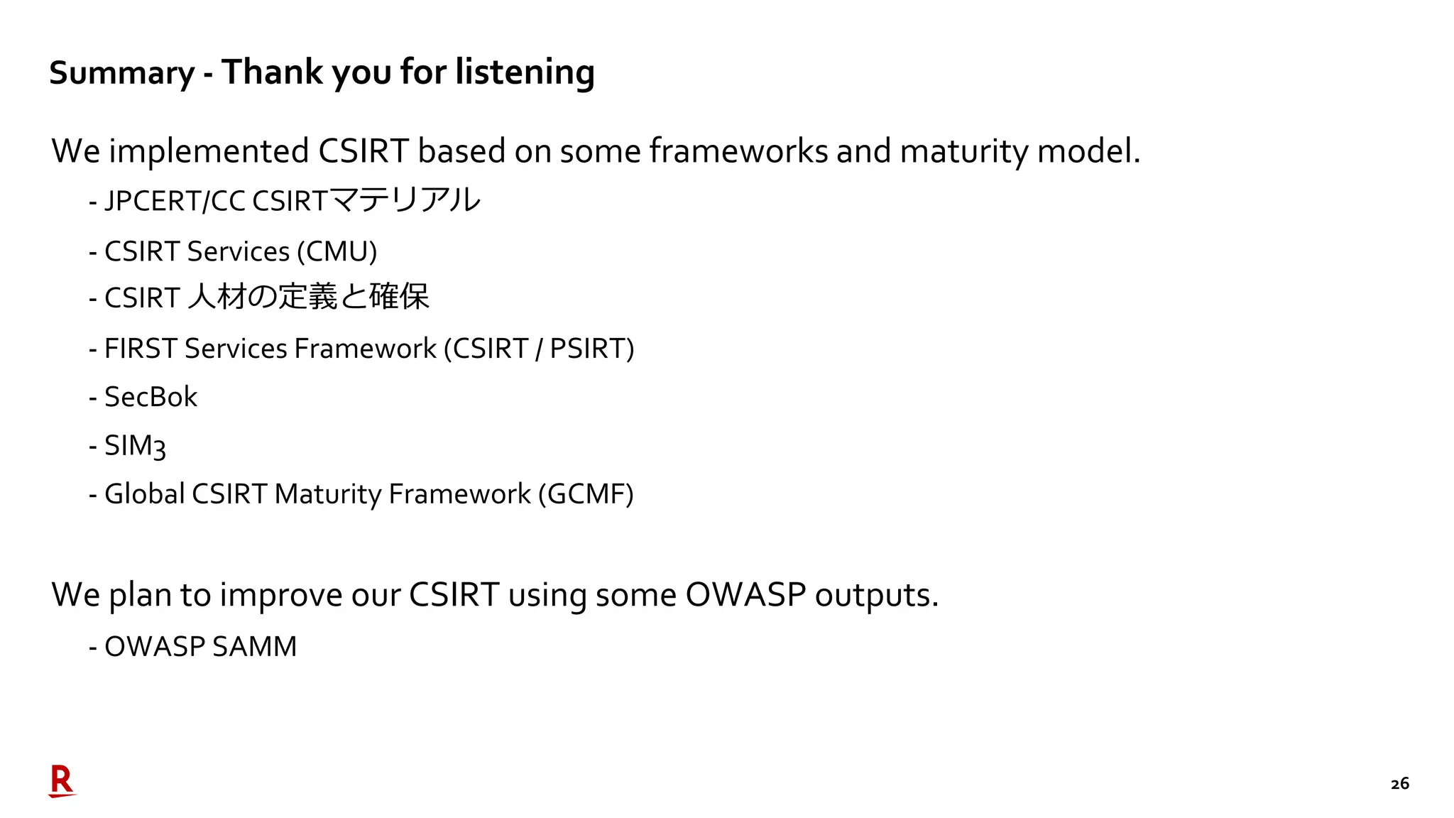 Implementing CSIRT based on some frameworks and maturity model | PPTX
