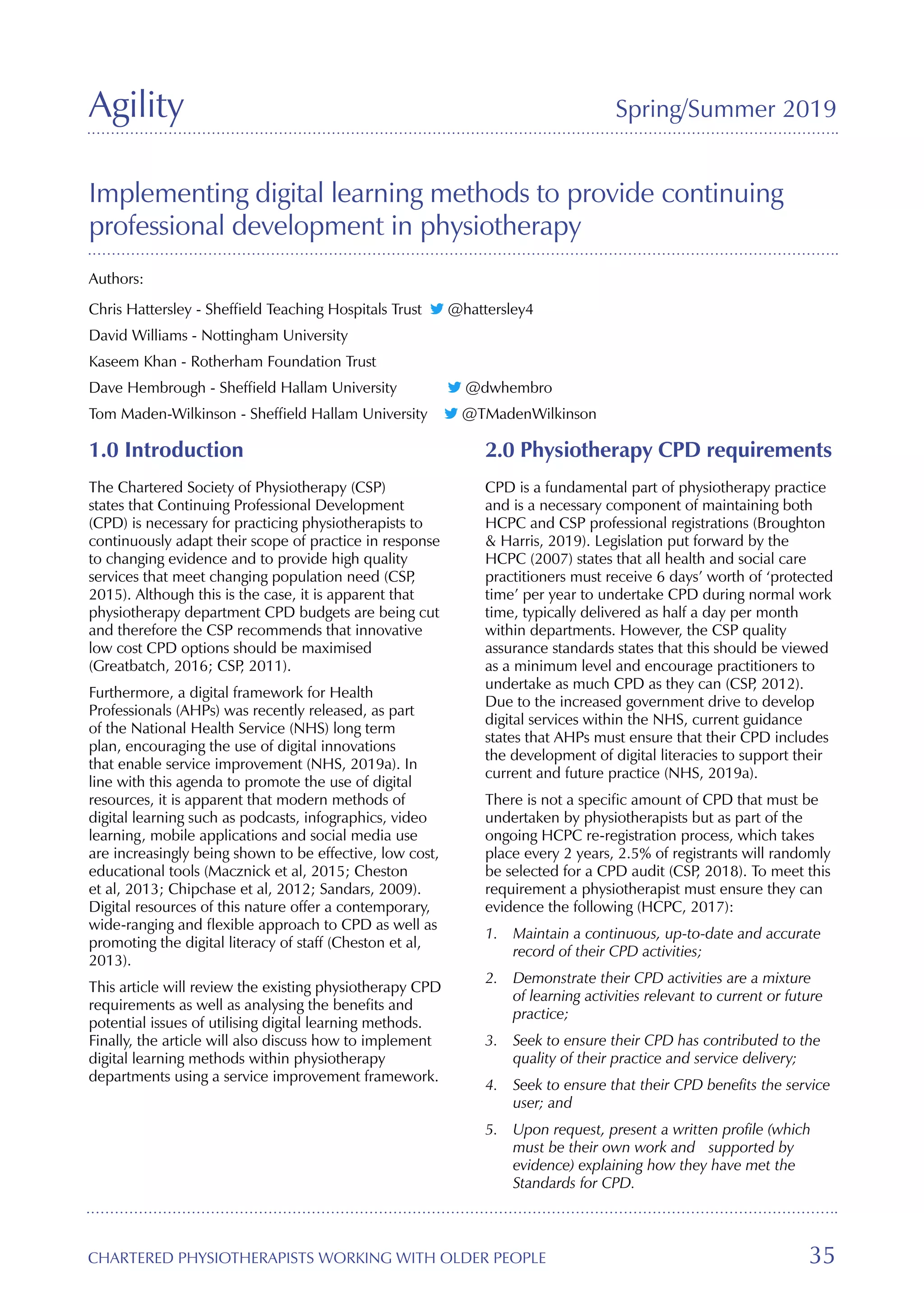 Implementing digital learning methods to provide continuing ...