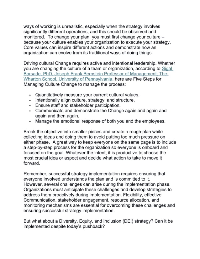 IMPLEMENTING STRATEGIES WITHIN YOUR ORGANIZATION | PDF