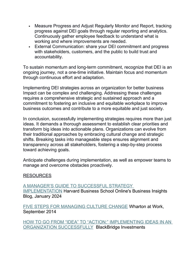 IMPLEMENTING STRATEGIES WITHIN YOUR ORGANIZATION | PDF