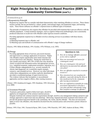 Implementing ebp in community corrections the principles of effective ...