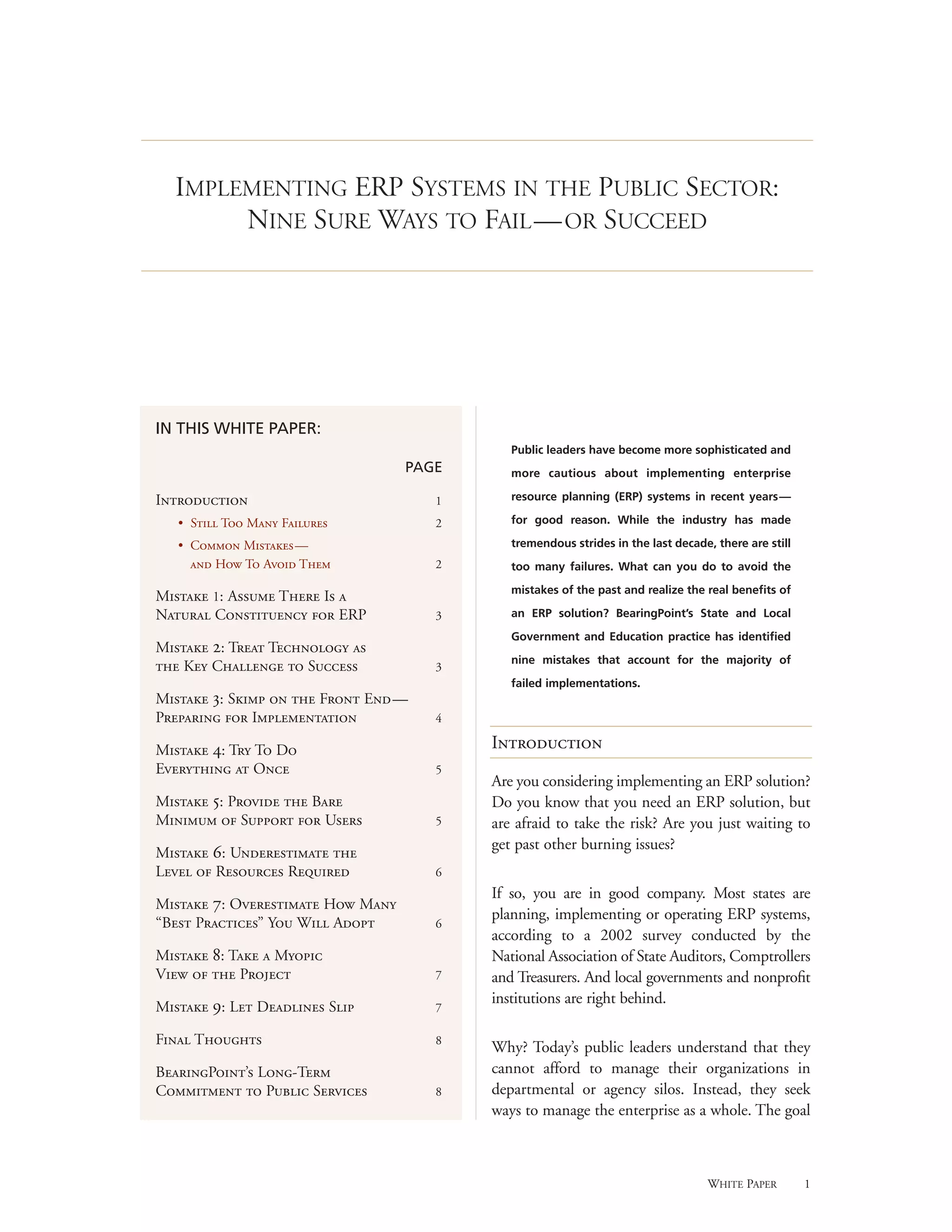 Implementing ERP In Public Sector | PDF