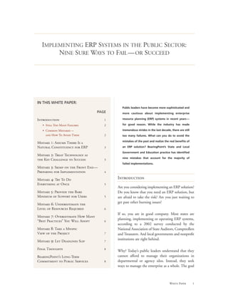 Implementing ERP In Public Sector | PDF