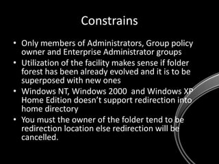 Implementing Folder Redirection In Active Directory | PPTX