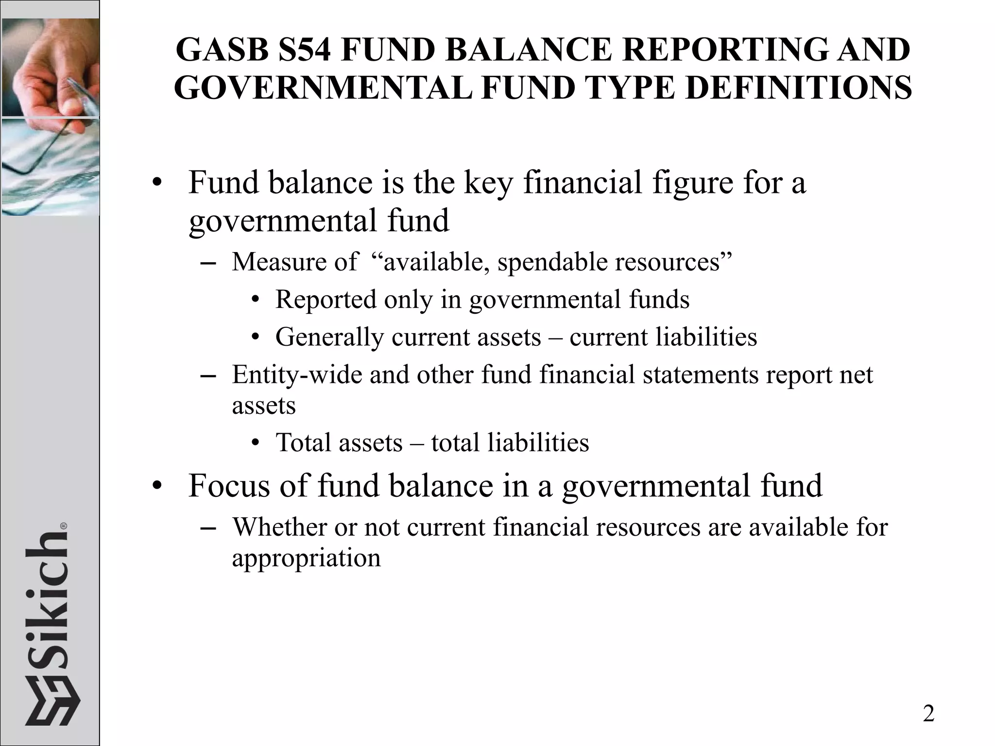 Implementing GASB Statement No. 54 | PPT