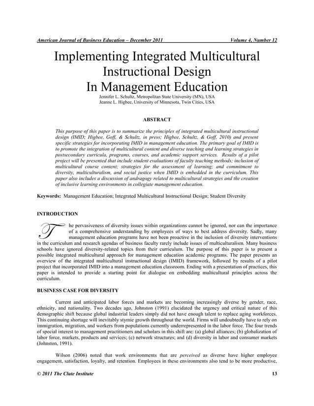 Implementing Integrated Multicultural Instructional Design In ...