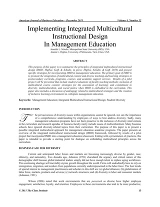 Implementing Integrated Multicultural Instructional Design In Management Education | PDF